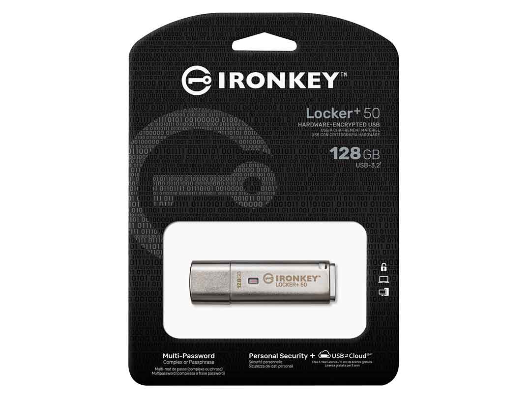 Kingston 128GB IronKey Locker+ 50 Encrypted USB Flash Drive - FREE UK ...